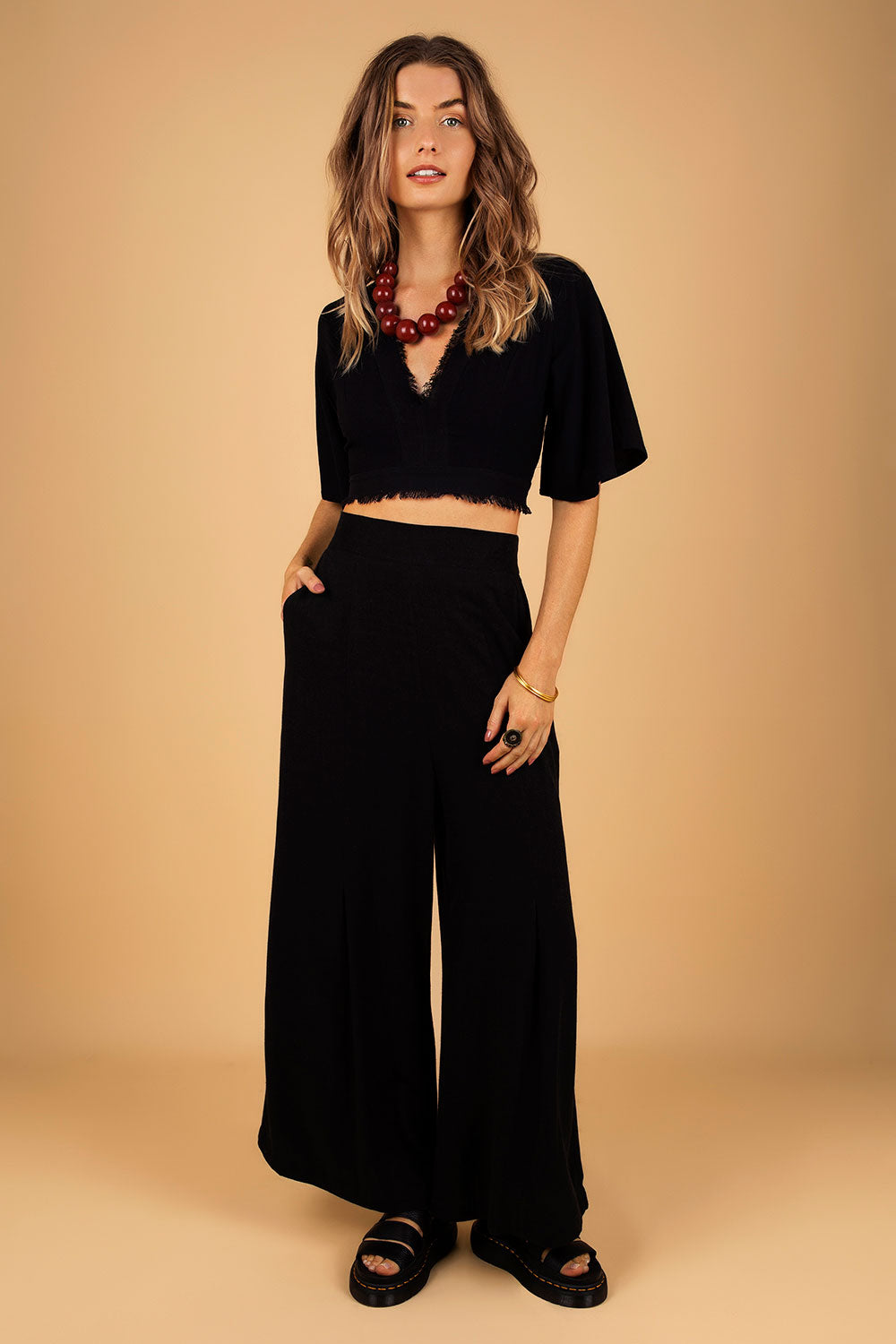 Bohemian Linen Pants Black - Etnix Byron Bay